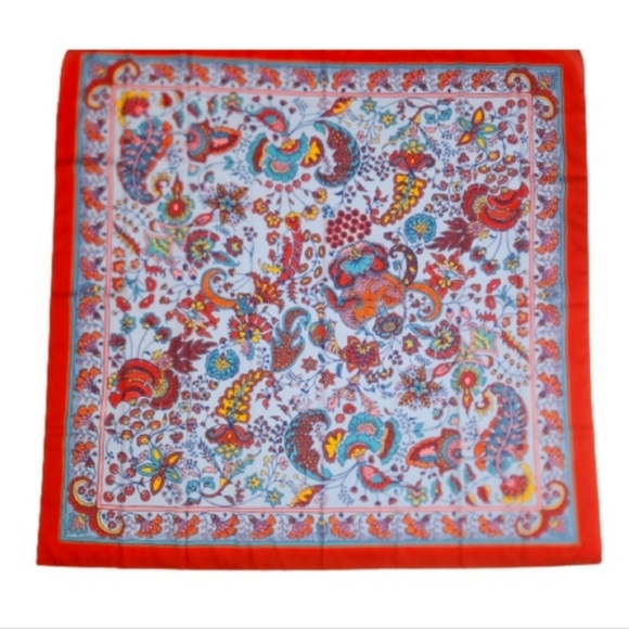 Vintage | Accessories | Vintage Italian Paisley Bright Red Square Scarf ...